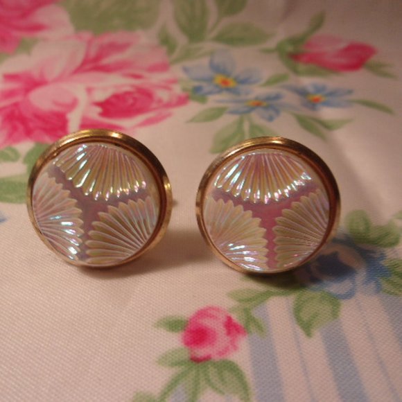 Vintage | Accessories | Vintage White Iridescent Cuff Link Tie Clasp ...